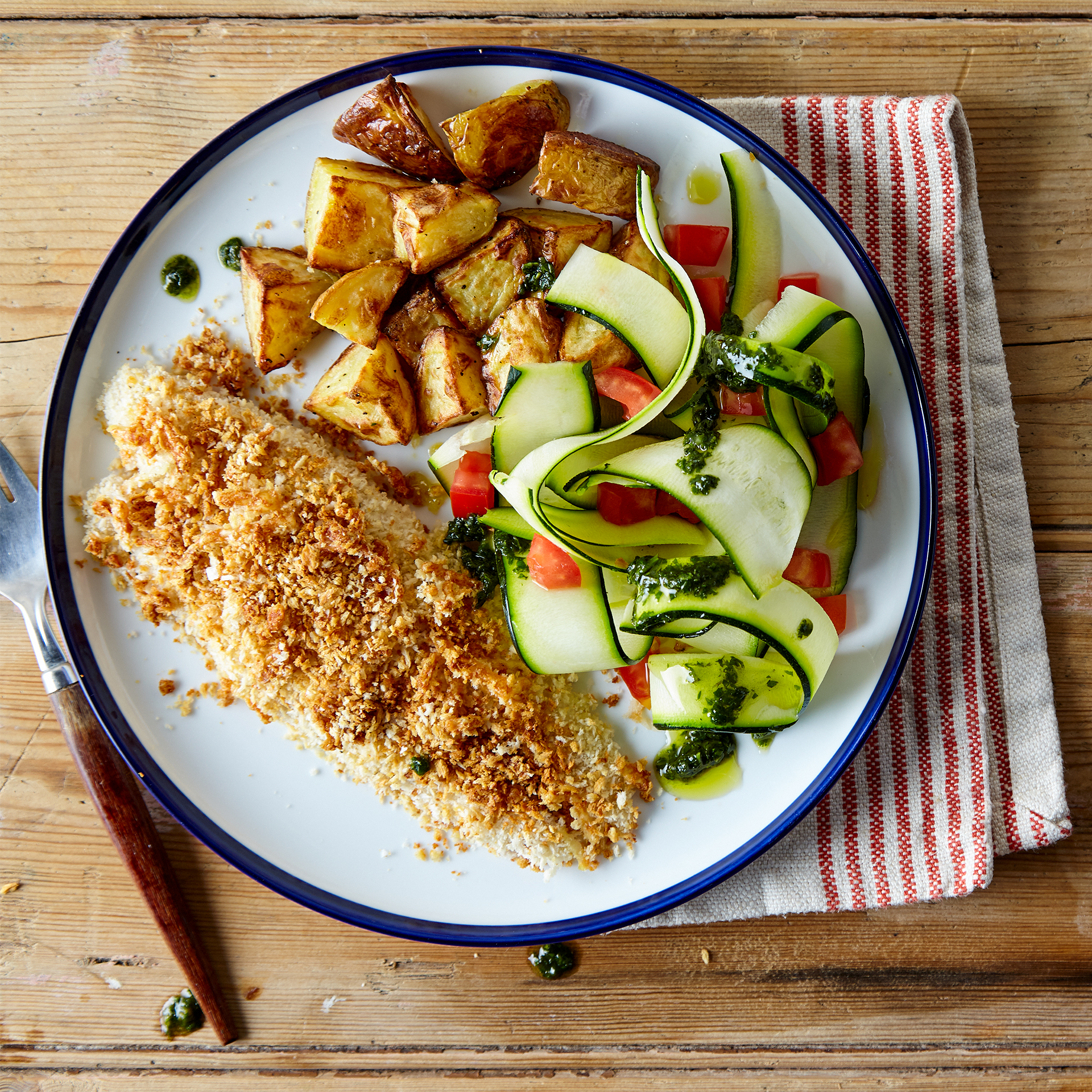 Cheesy Baked Fish With Courgette Salad Recipe | Gousto